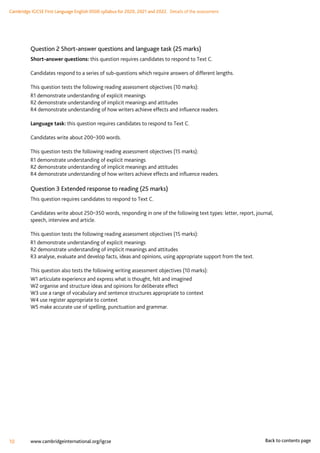 IGCSE ENGLISH FIRST LANGUAGE SYLLABUS 2020 / 2022 | PDF