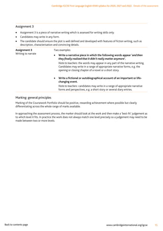 IGCSE ENGLISH FIRST LANGUAGE SYLLABUS 2020 / 2022 | PDF