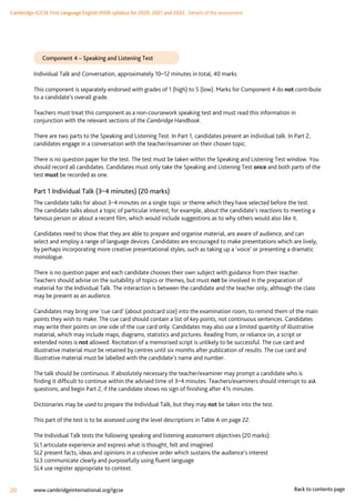 IGCSE ENGLISH FIRST LANGUAGE SYLLABUS 2020 / 2022 | PDF