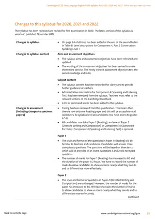 IGCSE ENGLISH FIRST LANGUAGE SYLLABUS 2020 / 2022 | PDF