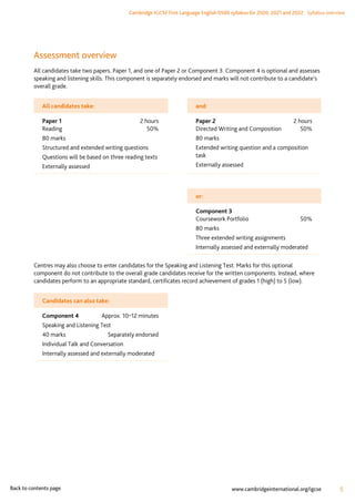 IGCSE ENGLISH FIRST LANGUAGE SYLLABUS 2020 / 2022 | PDF
