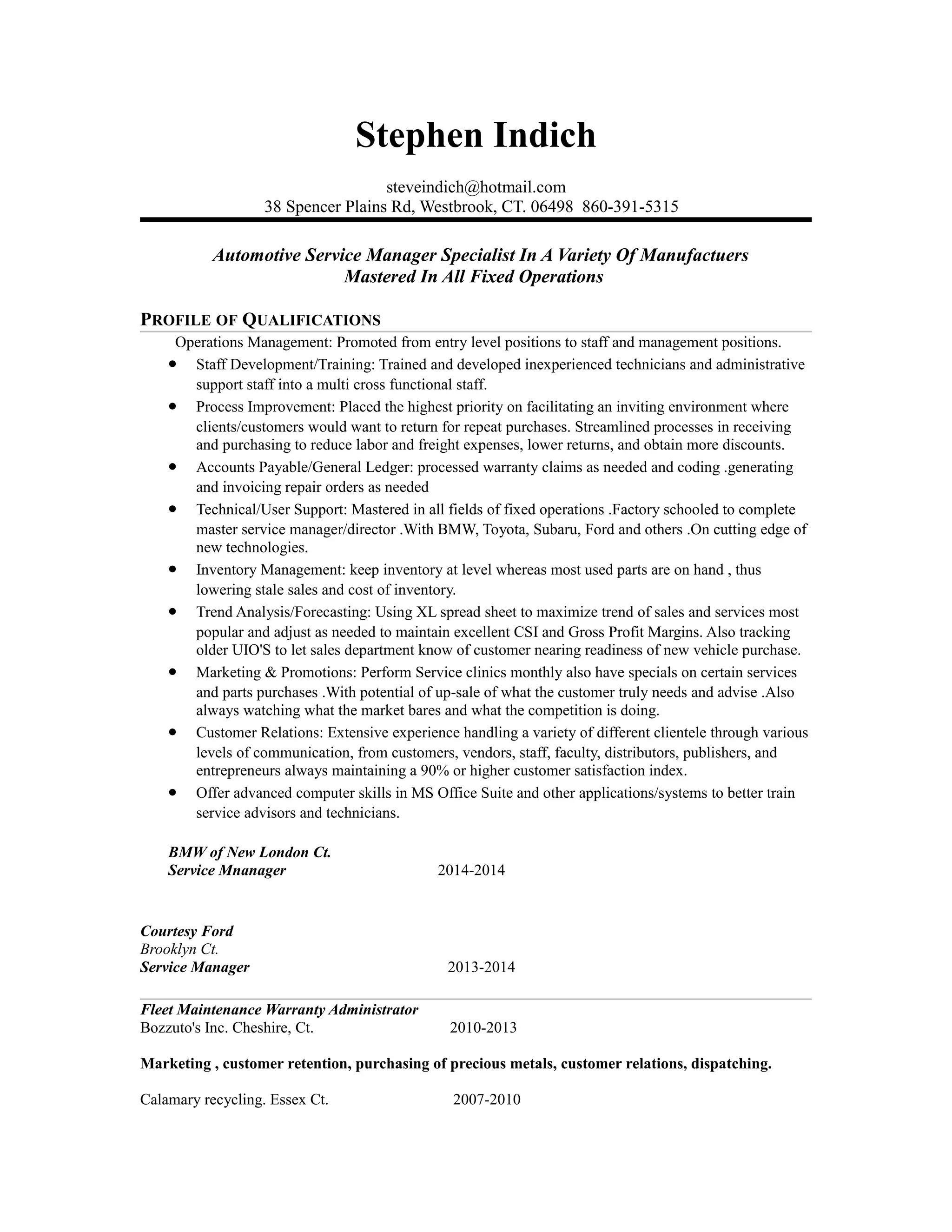 ONLINE RESUME | RTF | Business | Business and Finance