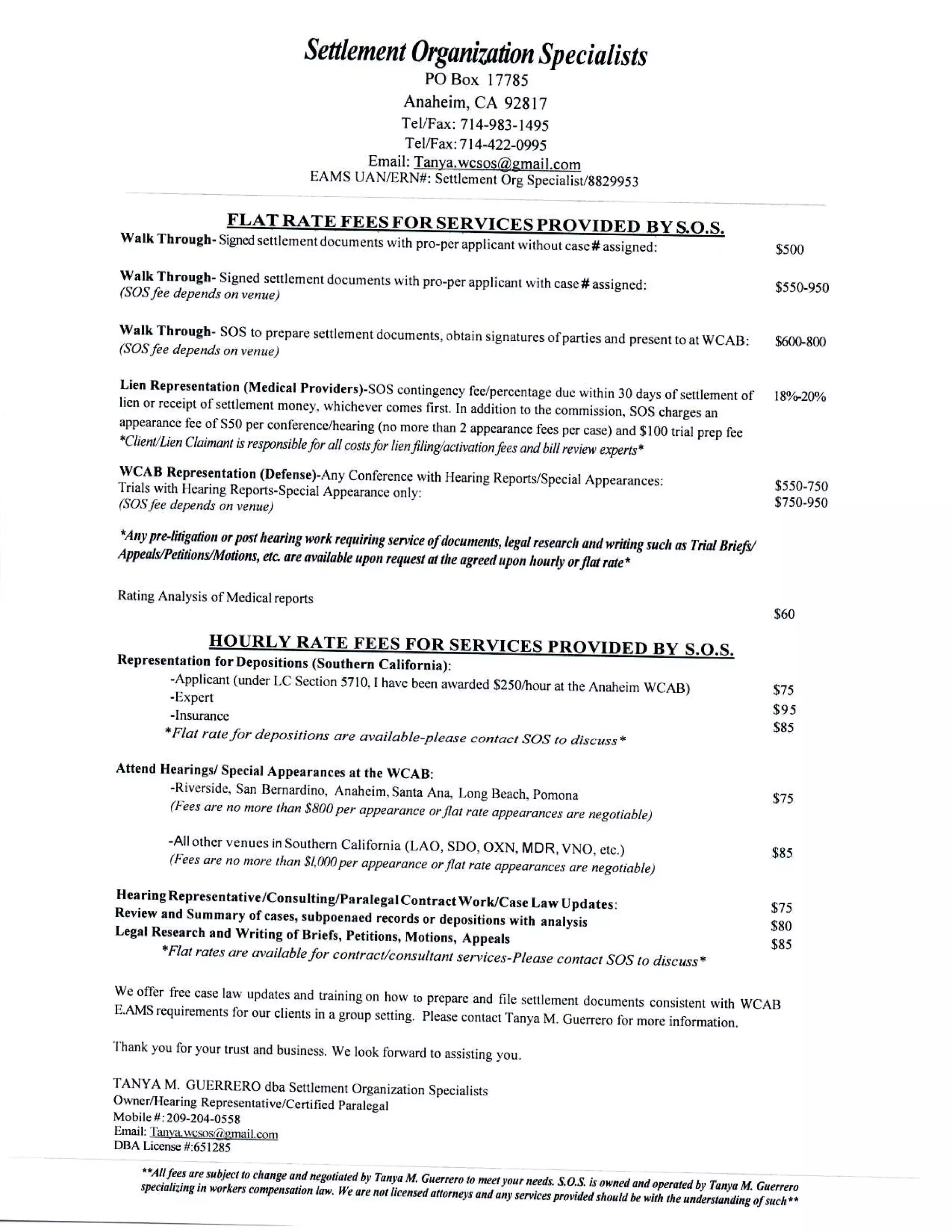 SOS BROCHURE AND TMG RESUME JULY 2015 | PDF