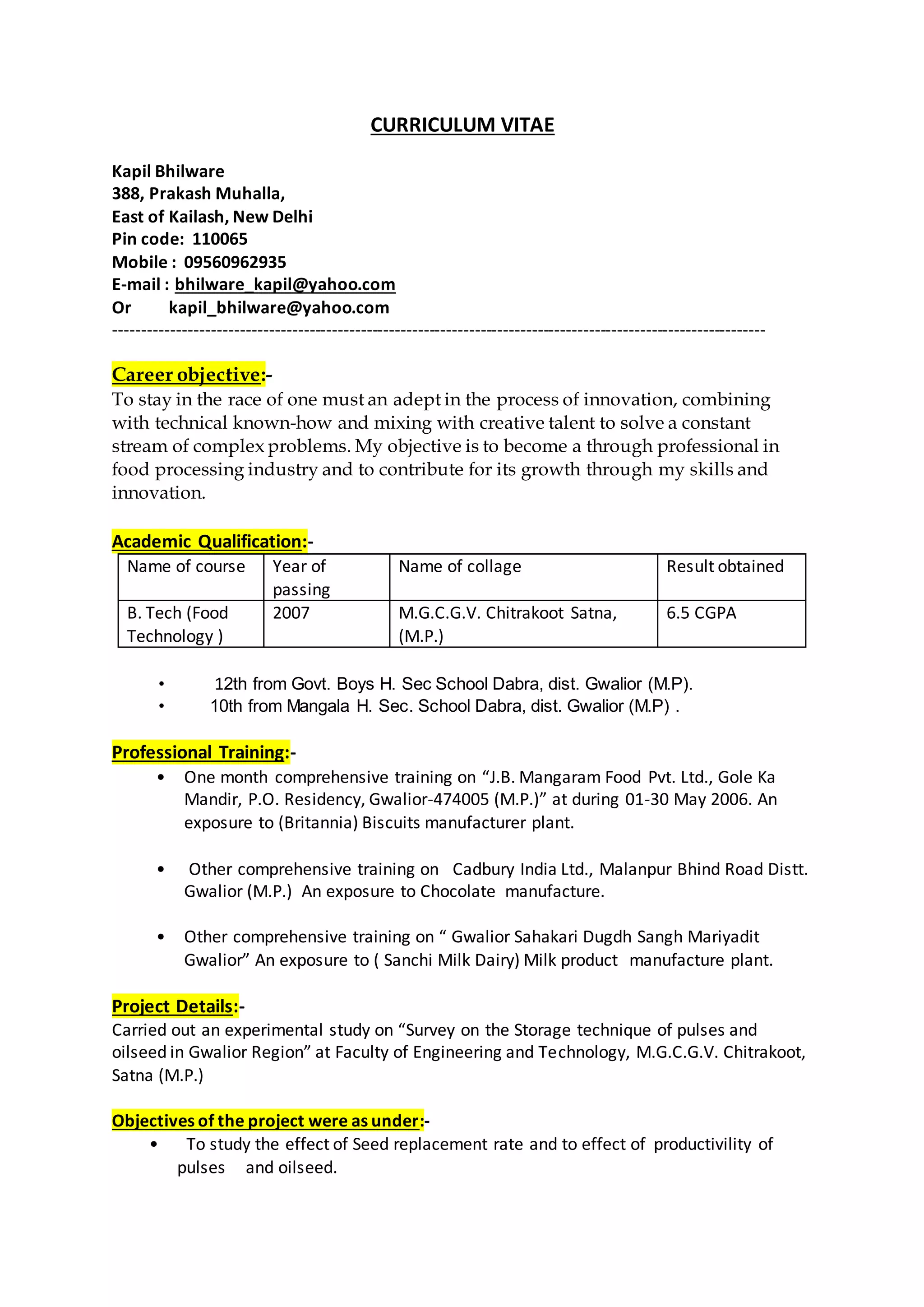 Resume kapil | DOCX