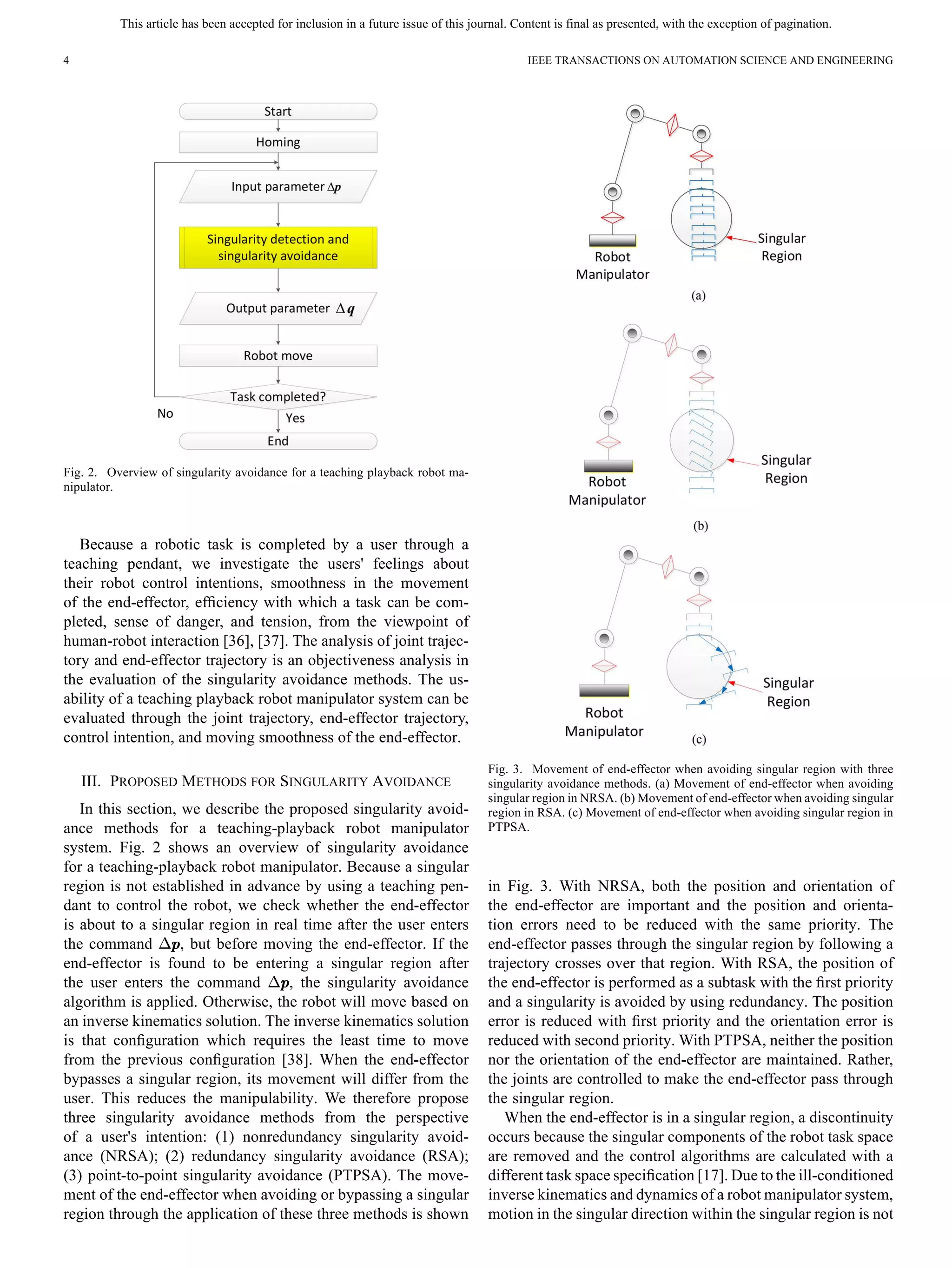Kinematic control with singularity avoidance for teaching-playback robot manipulator system ...