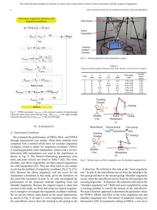 Kinematic control with singularity avoidance for teaching-playback robot manipulator system ...