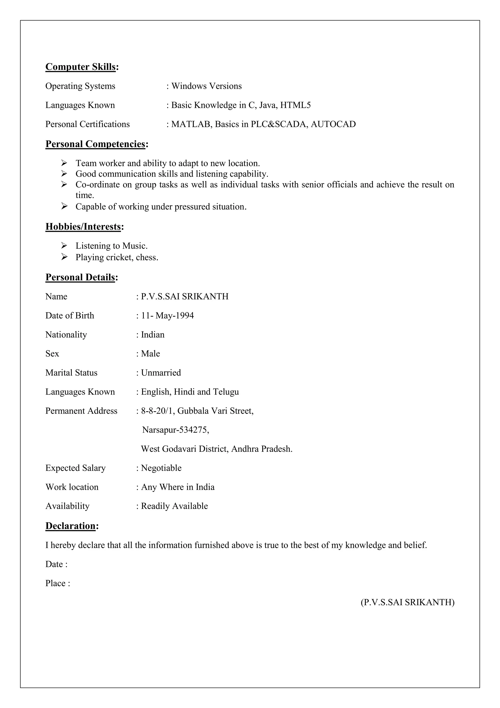 Capgemini resume(1) | PDF