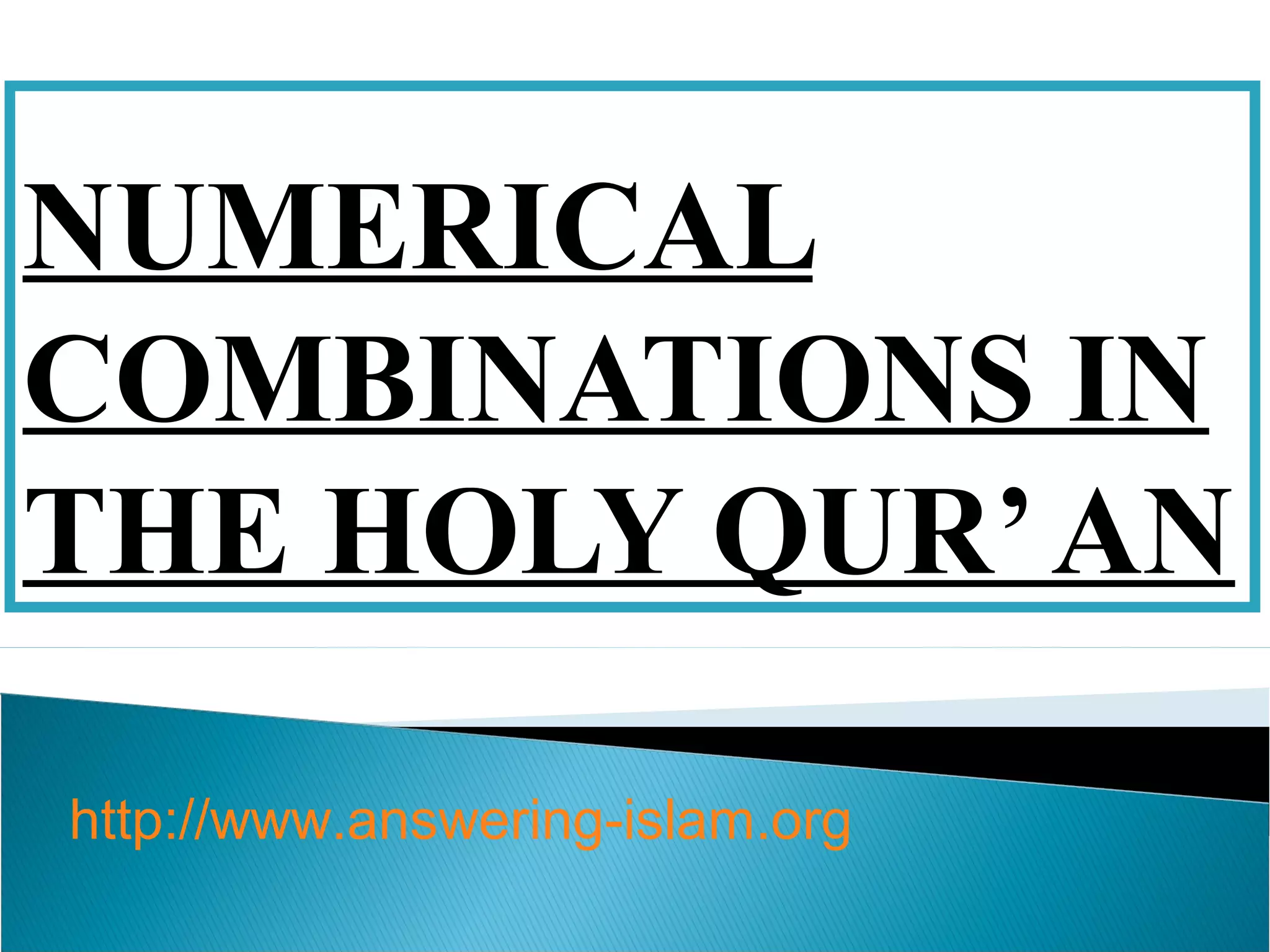 051 the numerical combination-the holy qur' an-gods word | PPT