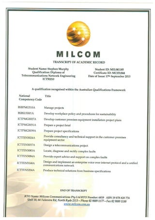S Murphy Diploma of Telecommunications Network Engineering | PDF