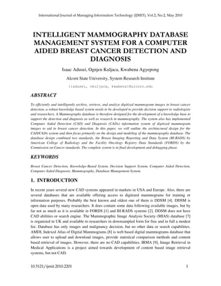 Intelligent Mammography Database Management System for a Computer Aided Breast Cancer Detection ...