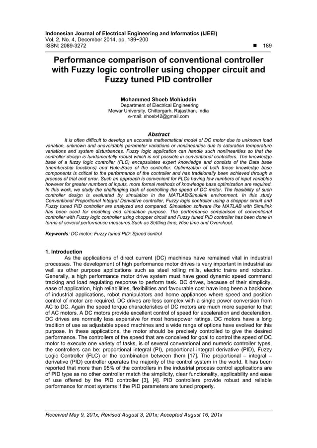 Performance Comparison Of Conventional Controller With Fuzzy Logic Controller Using Chopper