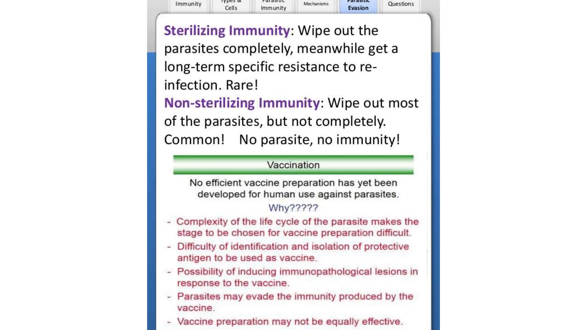 parasitic infection immune response and mechanism of evasion | PPTX