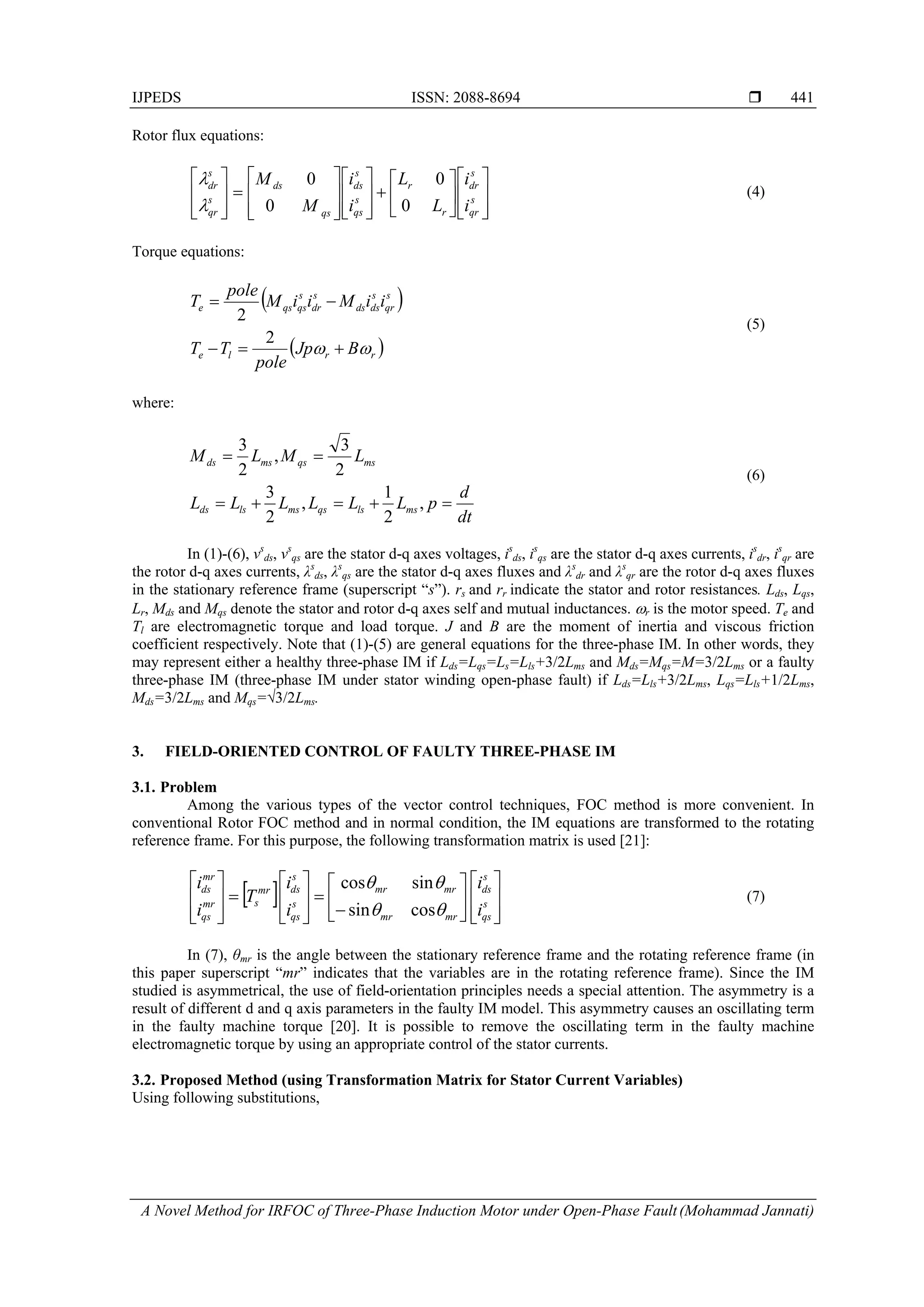A Novel Method for IRFOC of Three-Phase Induction Motor under Open ...