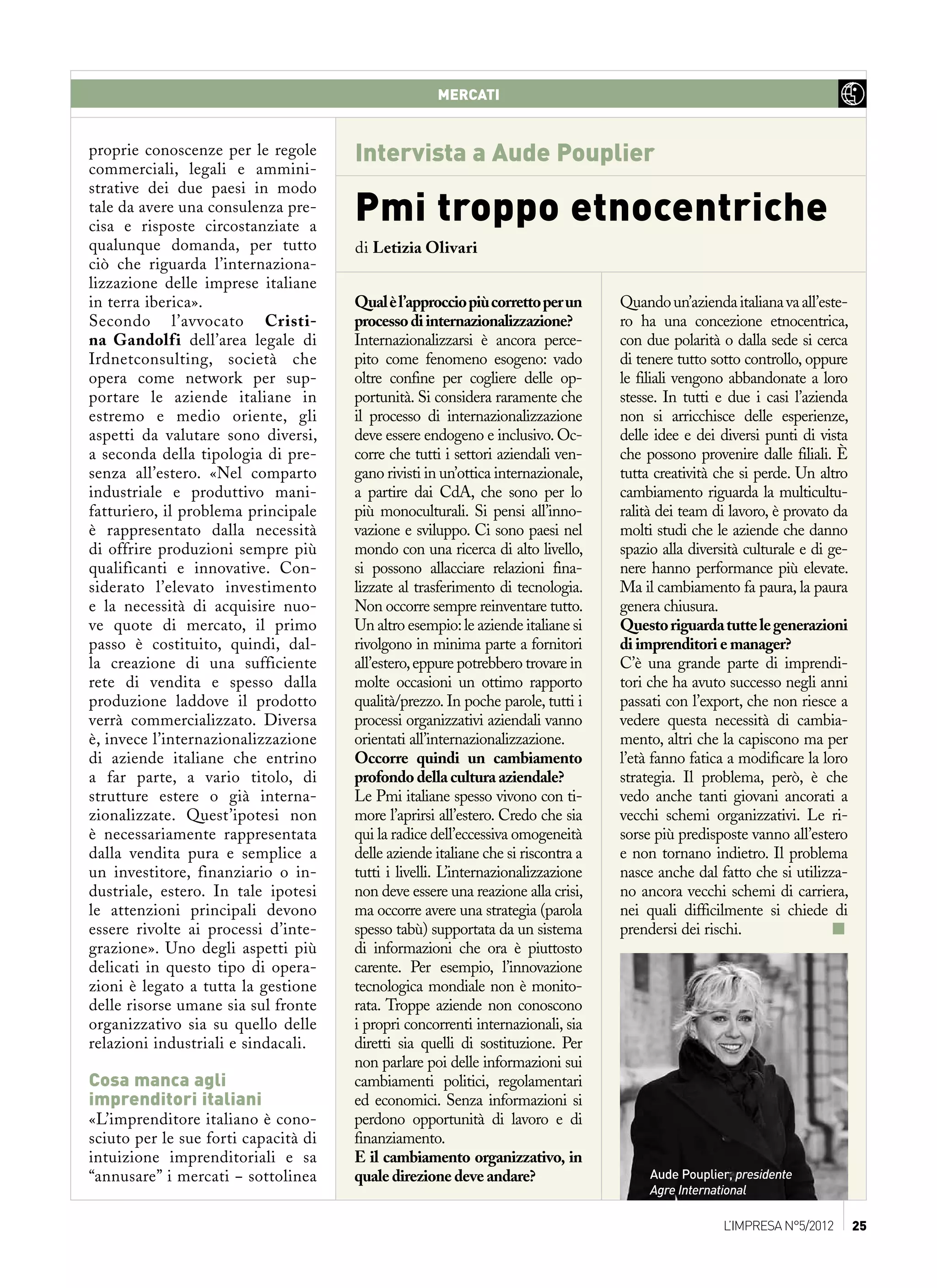 L'intervista alla Dott.ssa Pouplier: "PMI troppo etnocentriche" | PDF