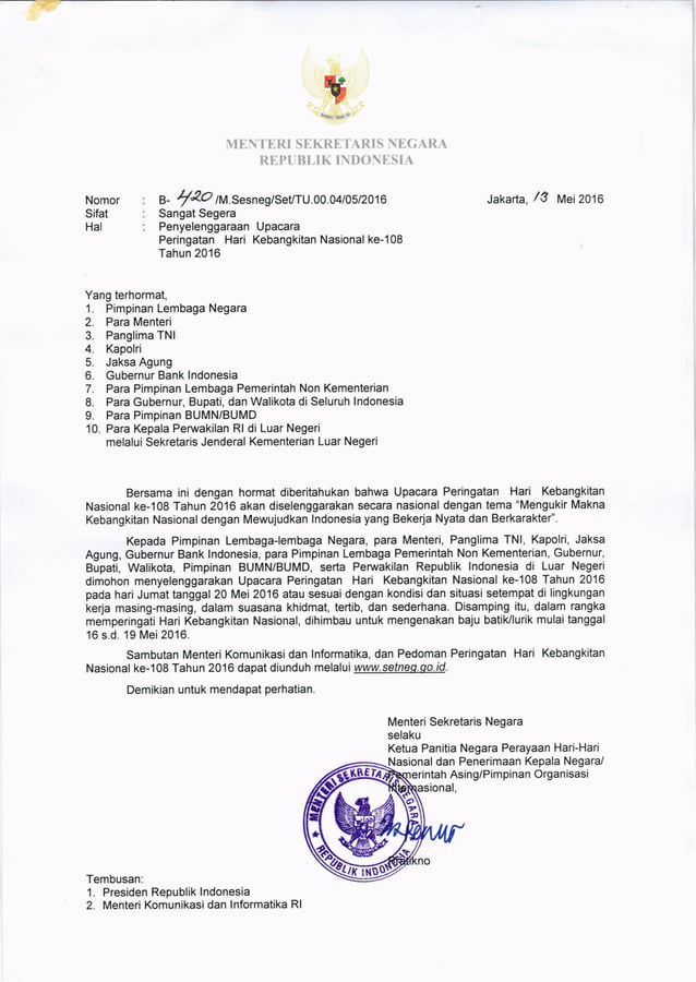Surat Edaran Mensesneg Upacara Harkitnas 2016 Pdf