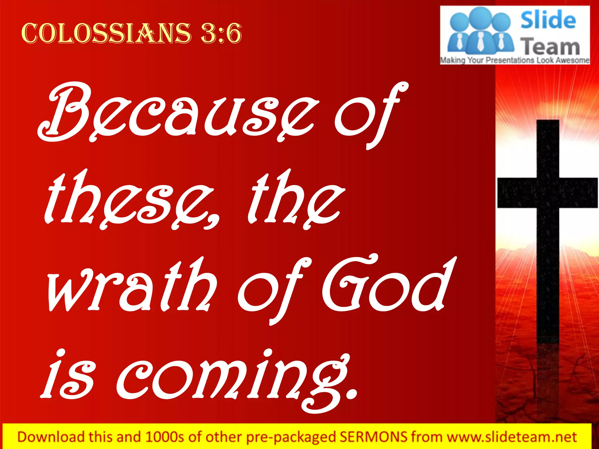 0514 colossians 36 the wrath of god is coming power point church sermon ...