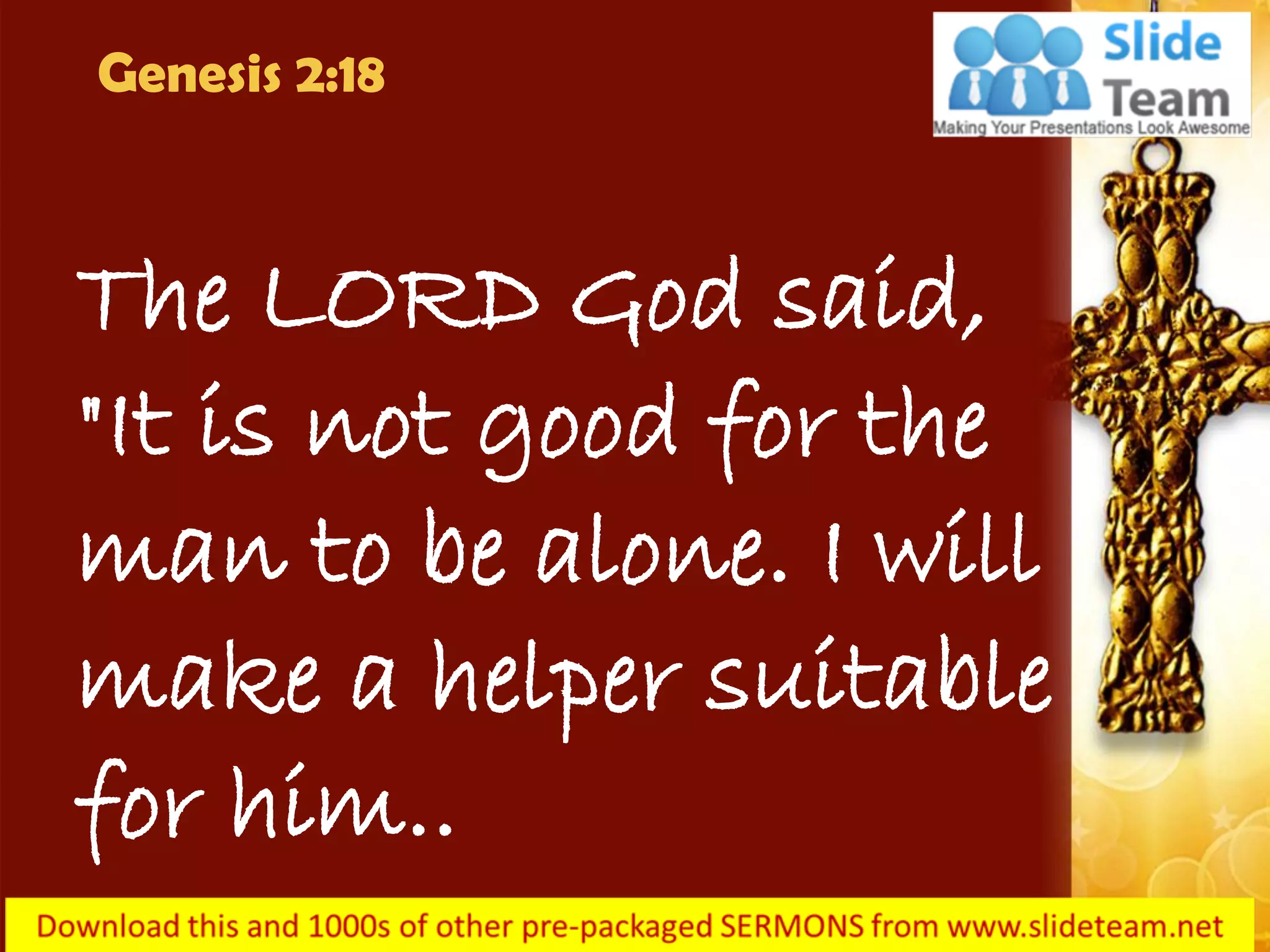 0514 genesis 218 the lord god said power point church sermon | PDF