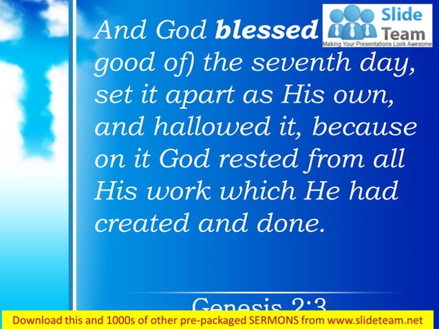0514 genesis 23 god blessed the seventh day power point church sermon ...