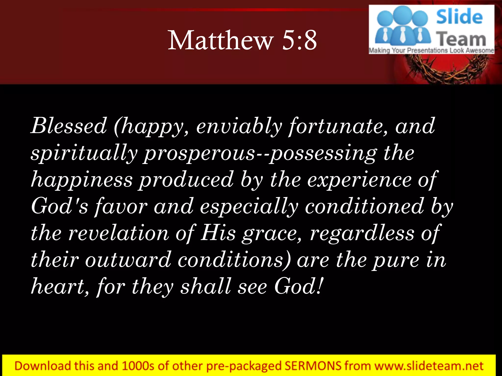 0514 matthew 58 blessed are the pure in heart power point church sermon ...