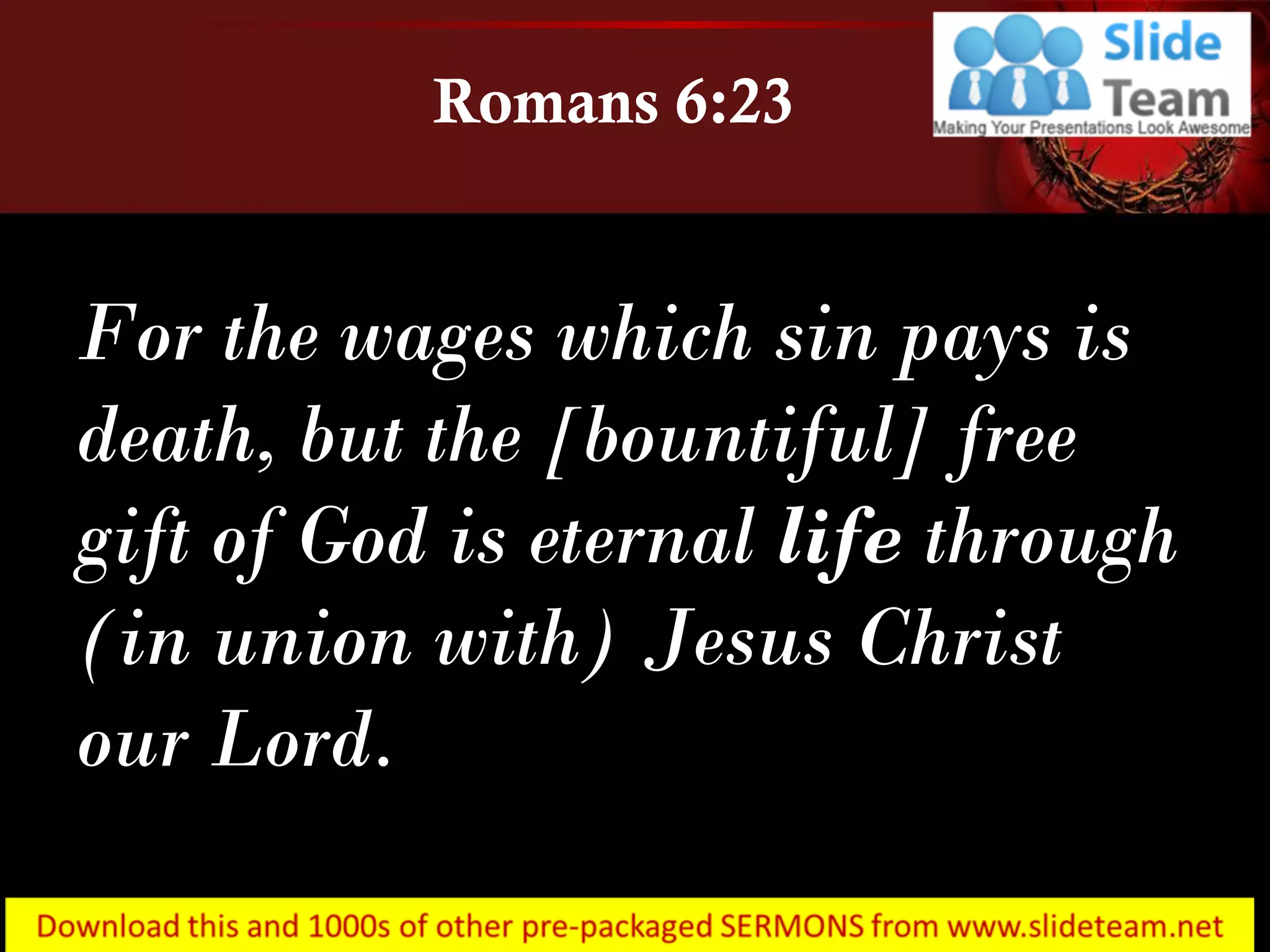 0514 romans 623 for the wages of sin power point church sermon | PPT