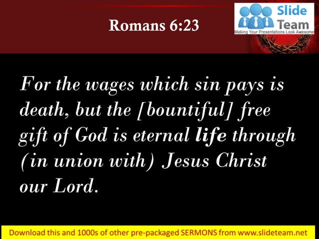 0514 romans 623 for the wages of sin power point church sermon | PPT