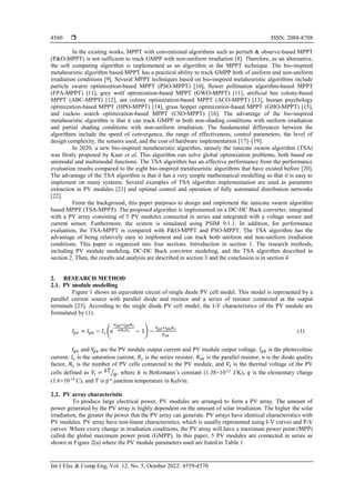 Tunicate swarm algorithm based maximum power point tracking for photovoltaic system under non ...
