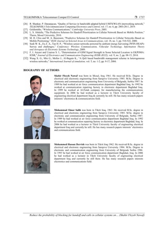 Reduce the probability of blocking for handoff and calls in cellular systems based on fixed and ...