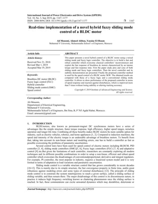 Real-time implementation of a novel hybrid fuzzy sliding mode control of a BLDC motor | PDF