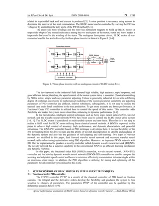 Speed performance evaluation of BLDC motor based on dynamic wavelet neural network and PSO ...