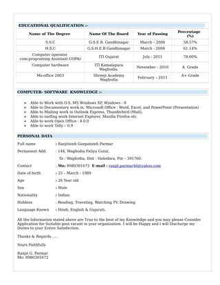 RESUME | DOC | Resume Writing and Advice | Job Search