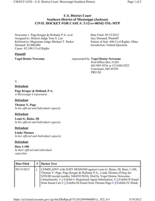 05/19/12 DOCKET SHEET (Page Kruger & Holland) | PDF