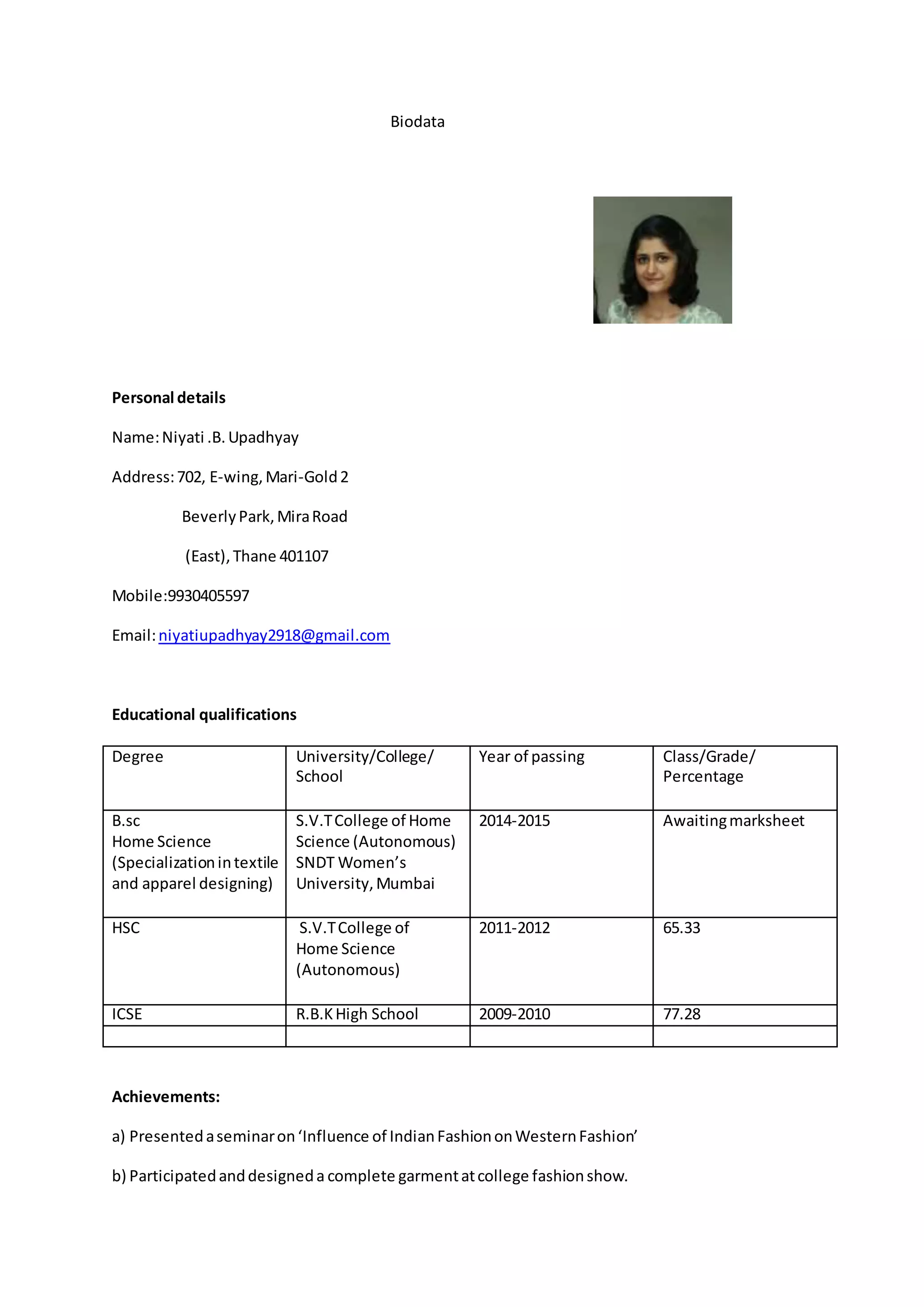 Biodata important | DOCX