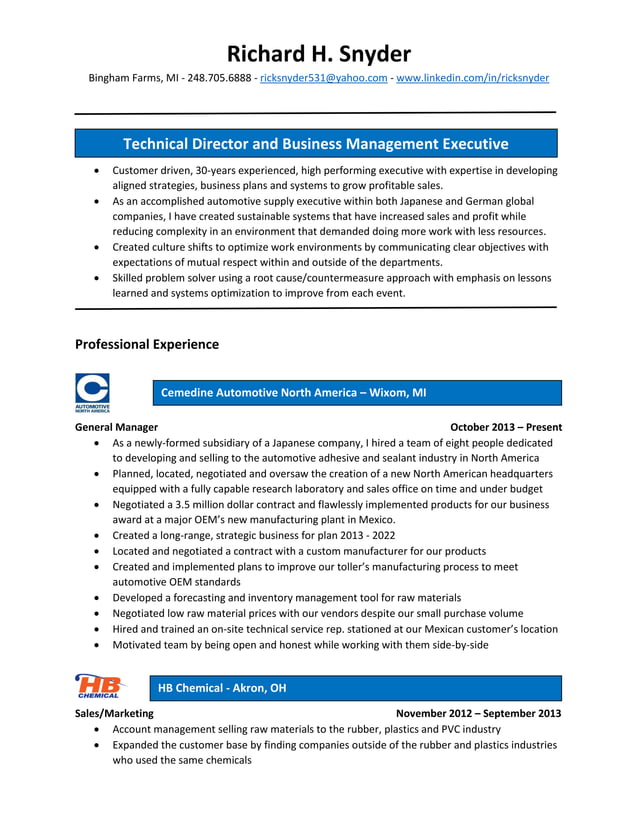 Rick Snyder Resume-2 | PDF