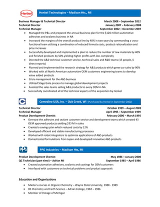 Rick Snyder Resume-2 | PDF | Sales | Business