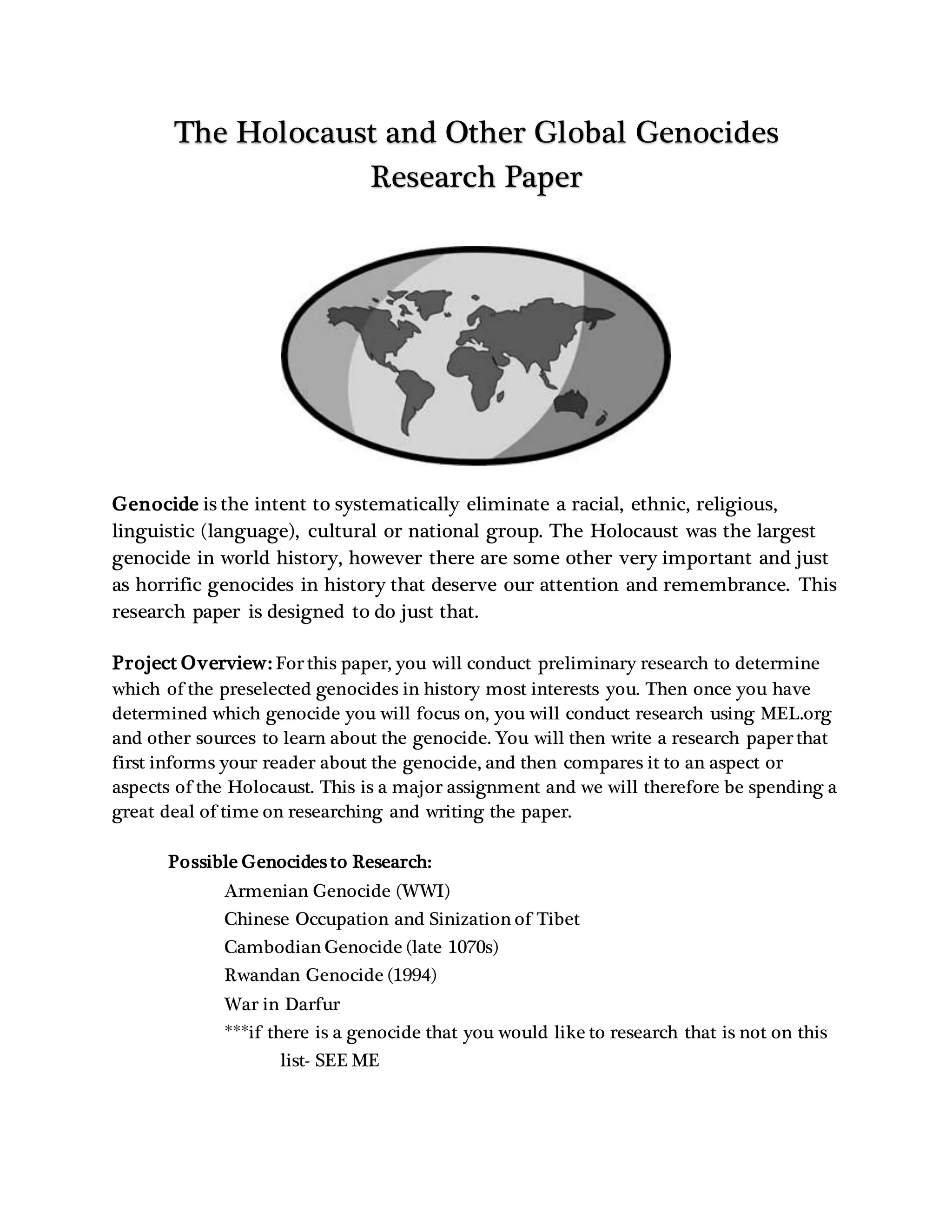 The Holocaust and Other Global Genocides Research Paper | DOCX