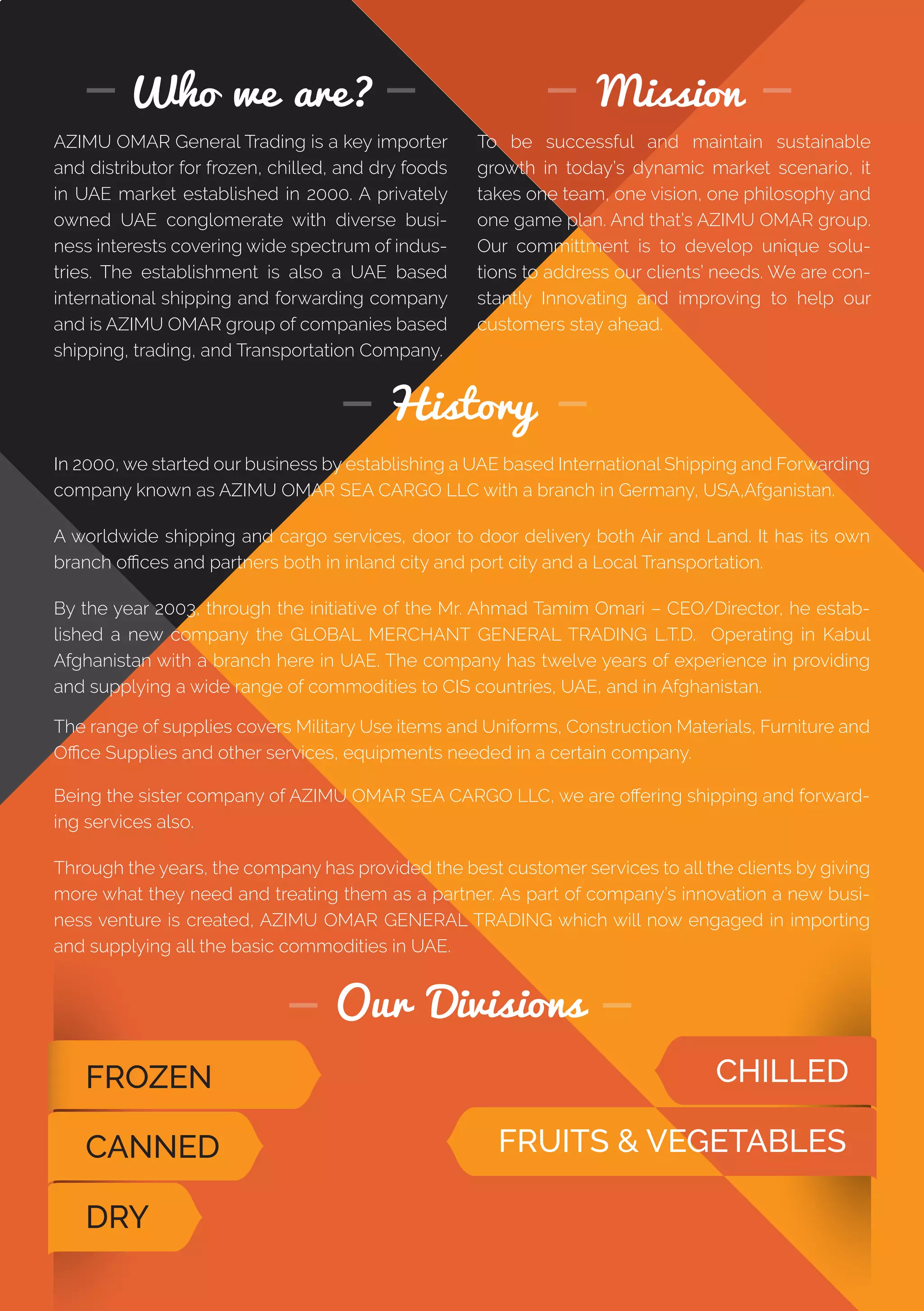 Azim Omar General Trading Company Profile | PDF