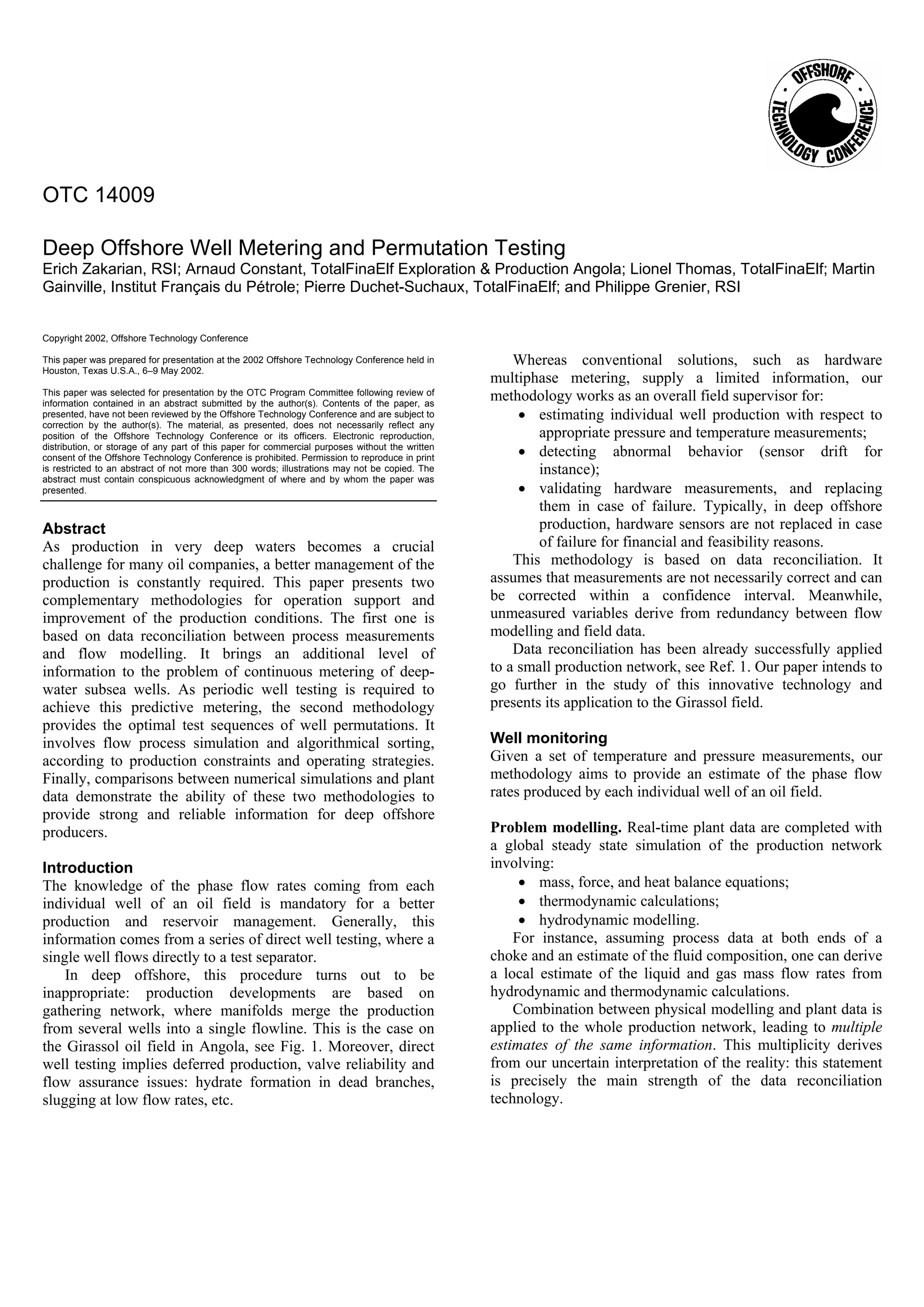 OTC 14009 Deep Offshore Well Metering and Permutation Testing | PDF