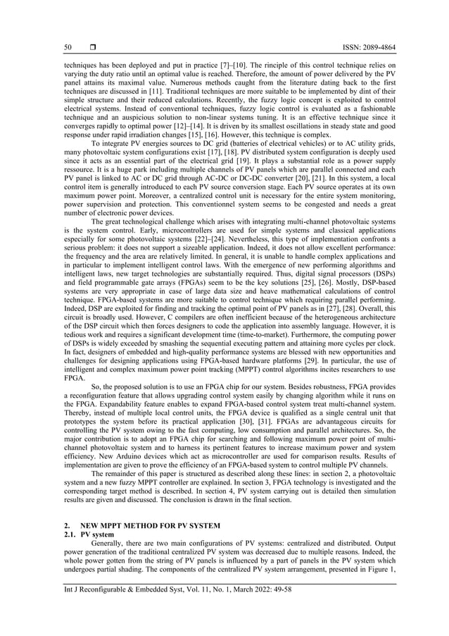 Fuzzy-based MPPT algorithm implementation on FPGA chip for multi-channel photovoltaic system | PDF