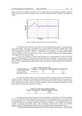 Fuzzy-based MPPT algorithm implementation on FPGA chip for multi-channel photovoltaic system | PDF