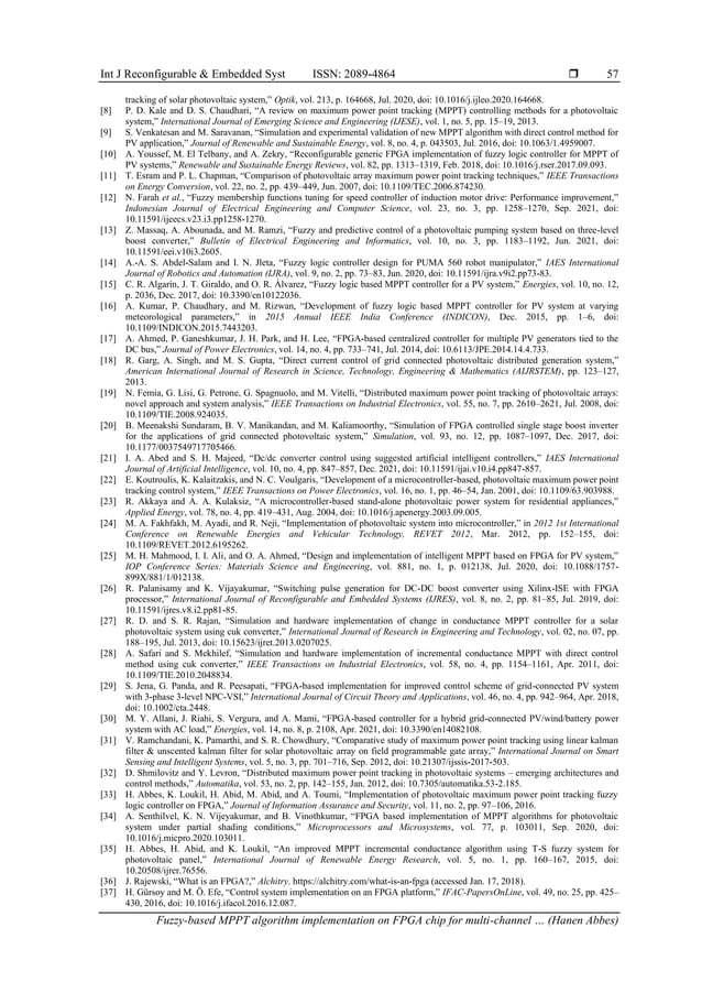 Fuzzy Based Mppt Algorithm Implementation On Fpga Chip For Multi