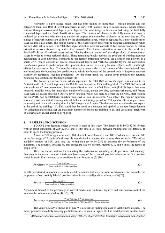 Alzheimer S Diseases Classification Using Yolov2 Object Detection Technique