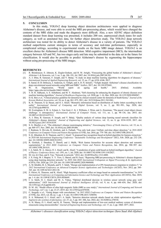 Alzheimer S Diseases Classification Using Yolov2 Object Detection Technique
