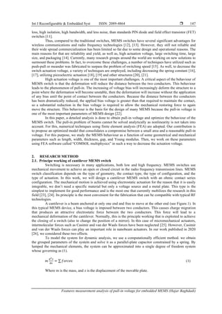 Features measurement analysis of pull-in voltage for embedded MEMS | PDF