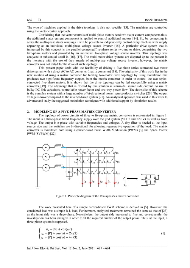 Modeling and control of two five-phase induction machines connected in series powered by matrix ...