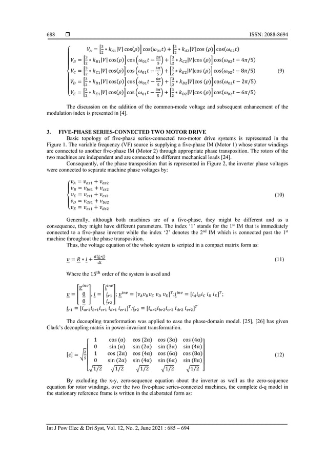 Modeling and control of two five-phase induction machines connected in series powered by matrix ...