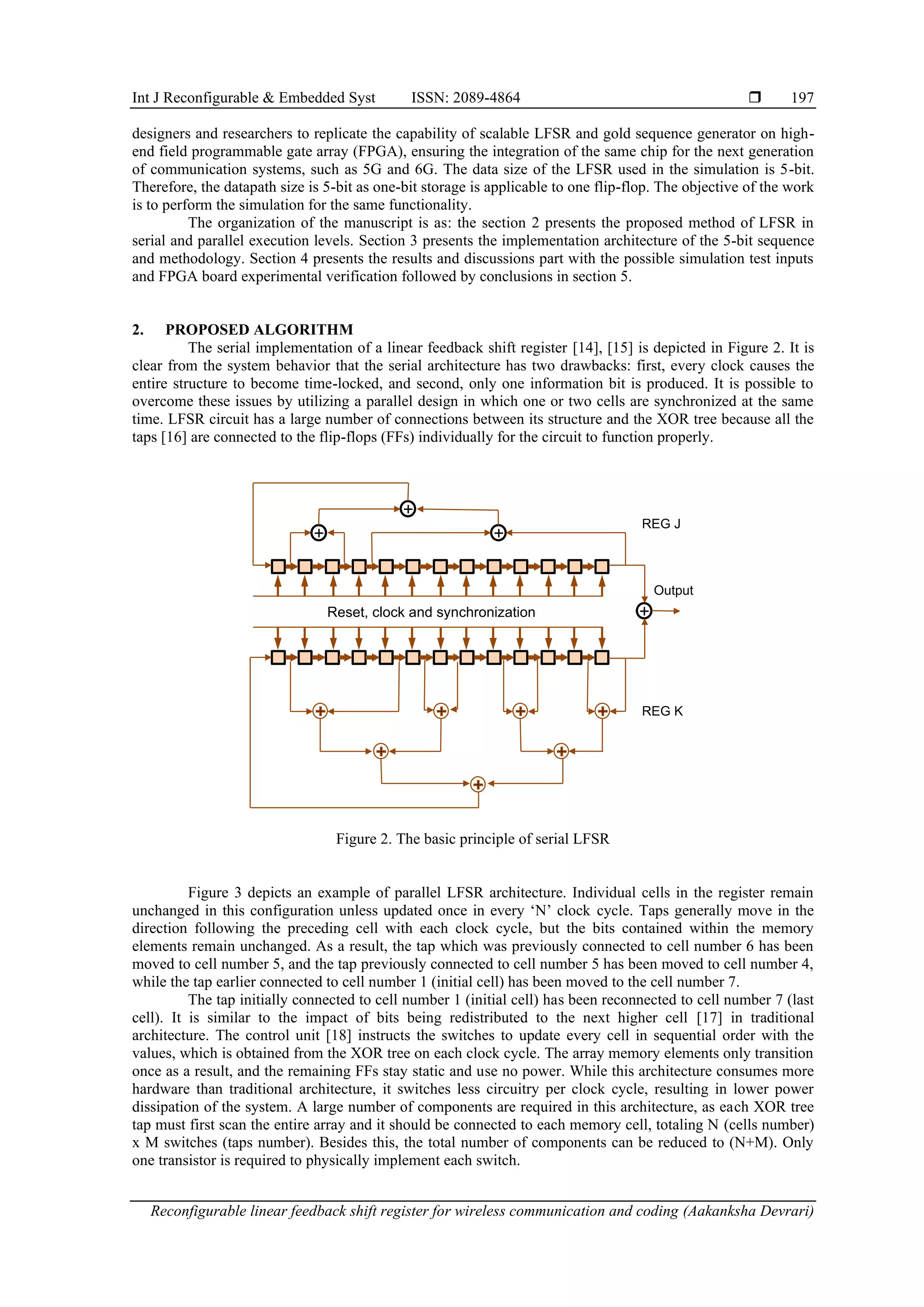 Reconfigurable linear feedback shift register for wireless communication and coding | PDF
