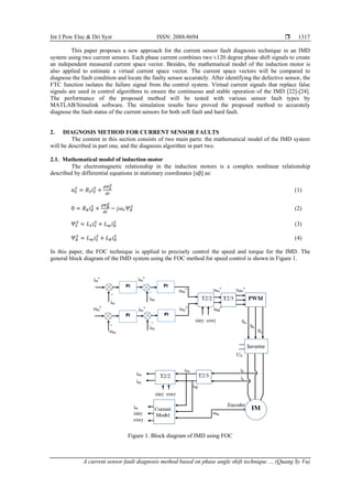 A current sensor fault diagnosis method based on phase angle shift technique applying to ...