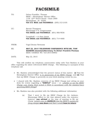052215-FAX TO DELNER THOMAS & BENNIE THOMPSON. | PDF