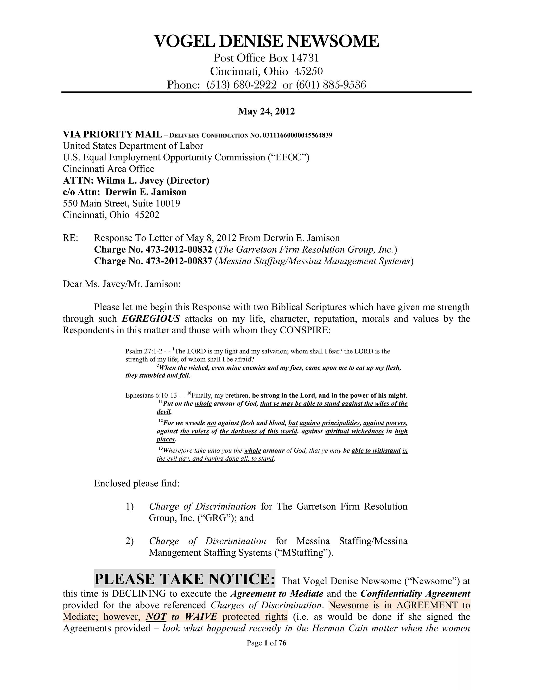 05/24/12 - Response To EEOC Letter Of 050812 | PDF