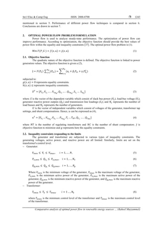 Comparative analysis of optimal power flow in renewable energy sources ...